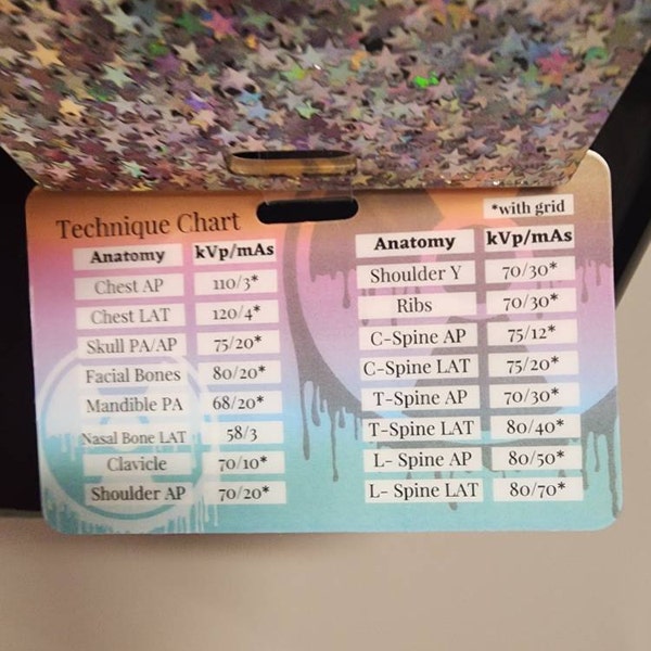 Xray Technique Card - Xray Mas and Kvp Chart - Radiology Technique ...