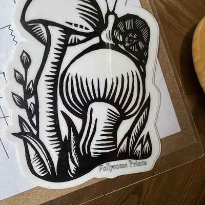 Botanical Linocut Sticker Die Cut Stickers Original - Etsy