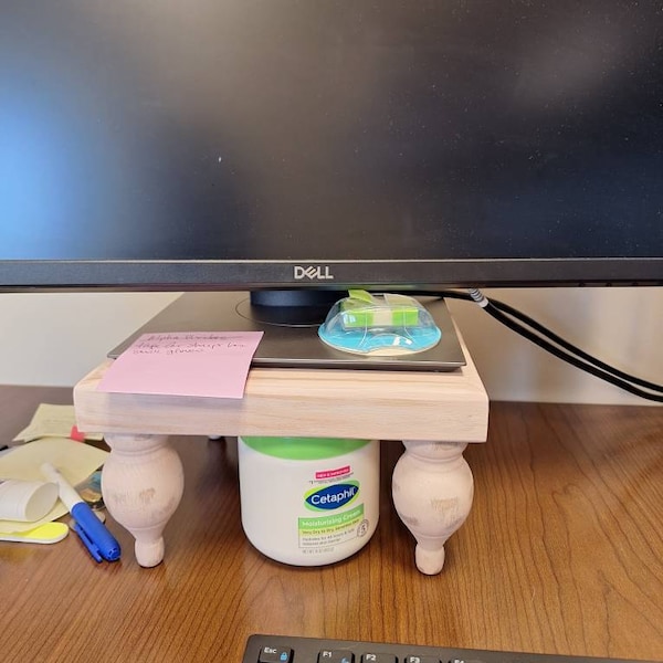 Farmhouse Computer Monitor Rustic Wood Stand - Etsy