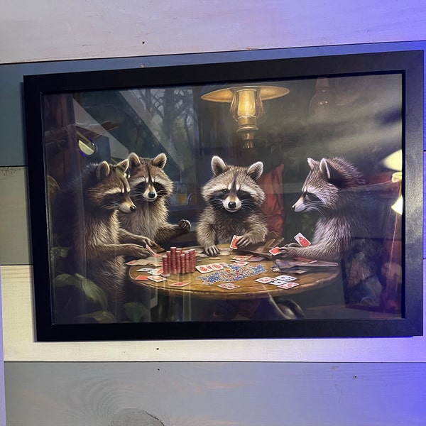 Raccoons Playing Poker - Game Room Wall Art - Poker Room Decor - Man ...