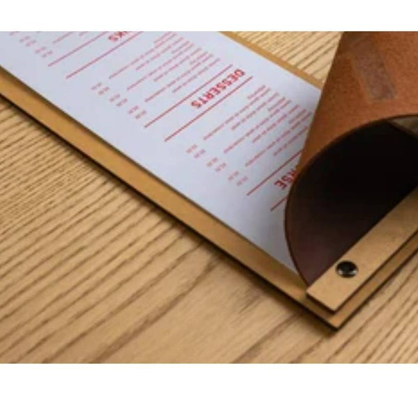Wooden Menu Board With Leather Cover Suitbale for Wine List , Menu ...
