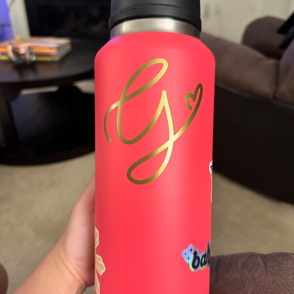 Decal | CUTE Single Initial Decal | Initial With Heart Loop Accent ...