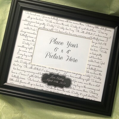 Custom Framed Song Lyrics & Photo Print, First Anniversary Gift ...