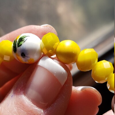 10 Ceramic Sunflower Beads, Porcelain Sunflower Beads, Jewelry Making ...