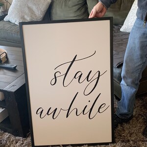 Living Room Wall Decor Stay Awhile Sign Stay Awhile Wood Sign Living ...