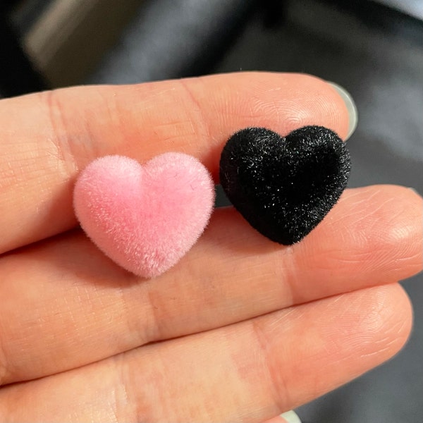 12 Flock Heart Noses, Buttons, Eyes 13mm to 18mm for Dolls, Teddy Bears ...