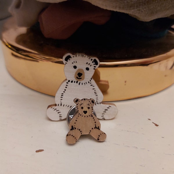 Teddy Bear Brooch, Teddy Bear Pin, Handmade Bear Gift for Adult ...