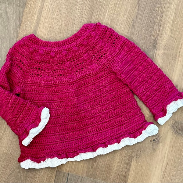 Crochet PATTERN - Ranunculus Sweater (child Sizes 0-6m up to 9-10 Years ...