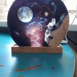INTERSTELLAR EPOXY LAMP, Space Galaxy Resin and Wood Night Light ...
