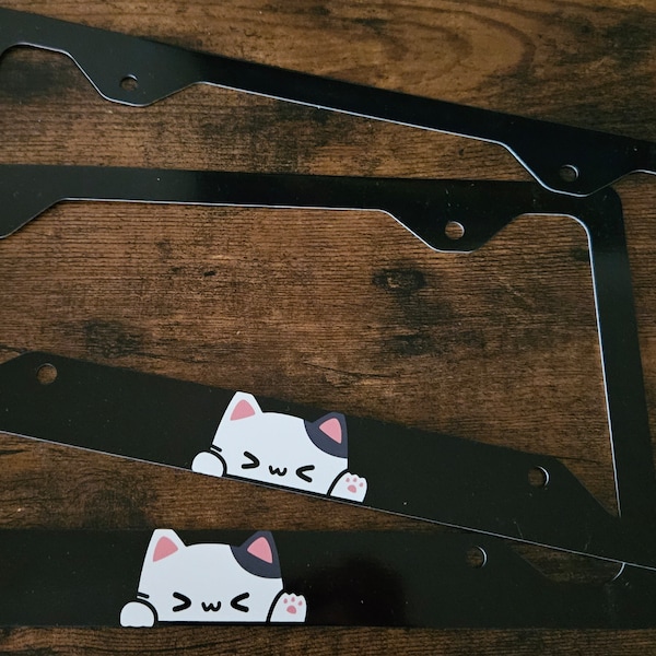 Ultra Slim Subuwu Subaru Anime Peeking Cat Metal License Plate Frame ...