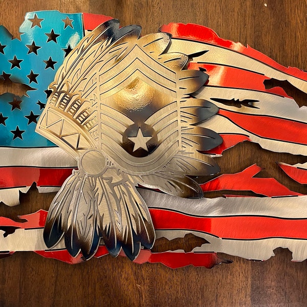 Chief Master Sergeant Headdress and American Flag, Military Gifts ...
