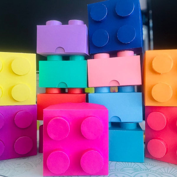 Building Toy Bricks Blocks Birthday Favor Box Digital Download Cut ...