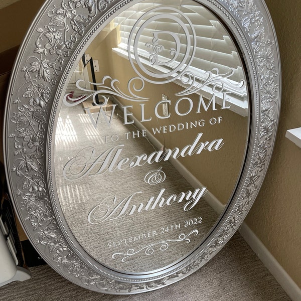 Mirror Wedding Welcome Sign • DIY Easy With Vinyl Lettering/vinyl ...