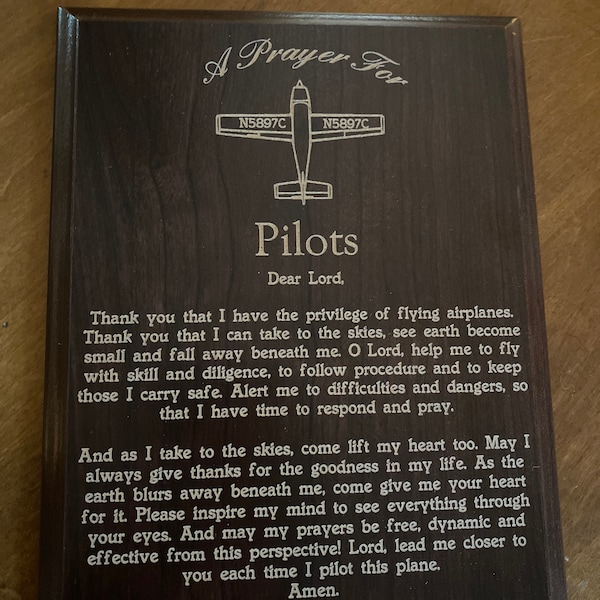 Pilot Prayer Plaque | Protection for Hands & Flight Where Mistakes Can ...