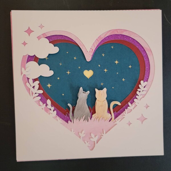 3D Dog and Cat Shadow Box, Heart 3D SVG, Cat and Dog SVG, 3D Mandala ...