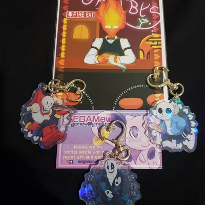 2 Sans Papyrus WD Gaster Skeleton Holo Acrylic Keychain - Etsy