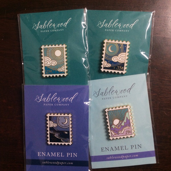 Serene Shore Postage Stamp Enamel Pin / Lapel Pin / Ocean Pin / Postage ...