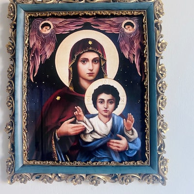 God-bearer Icon Theotokos Modern Icon Fine Art Print Catholic Art ...