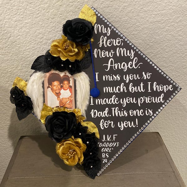 Custom Memorial Photo Graduation Cap Topper - Custom Quote - Hand ...