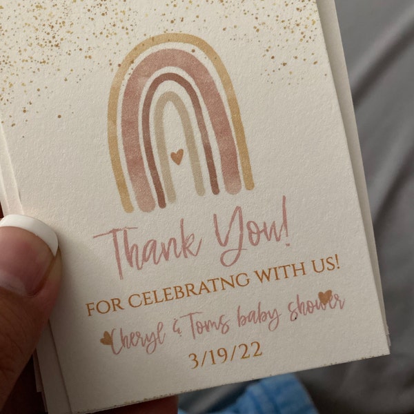 Editable Boho Rainbow Thank You Party Tags, Baby Shower Favor Gift Tags ...