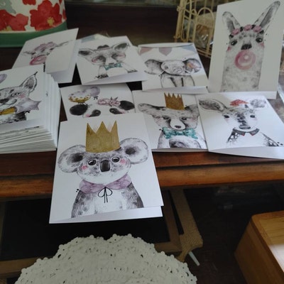 Woodland Creature Blank Greeting Cards Thank You Cards 24 Folded Cards ...