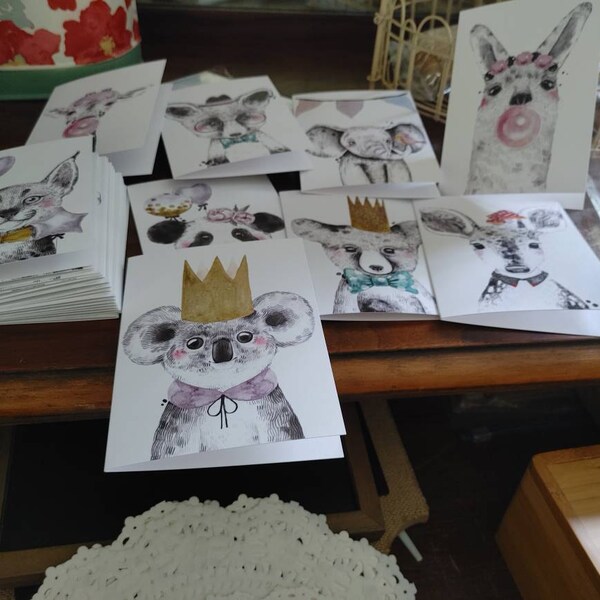 Woodland Creature Blank Greeting Cards - Thank You Cards 24 Folded ...