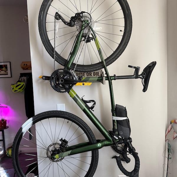 Personalized Wall Mount Wooden Bike Rack, Custom Bicycle Hanger, Wooden ...