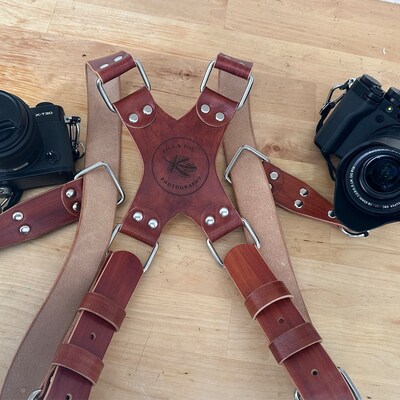 Karig Leather Dual Camera Harness in Full Grain Water - Etsy