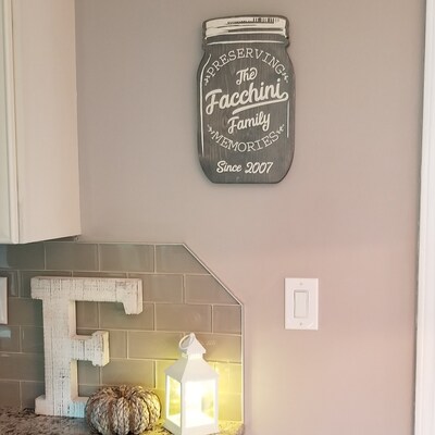 Personalized Mason Jar Shape Farmhouse Style Wood Cutout Sign. New ...