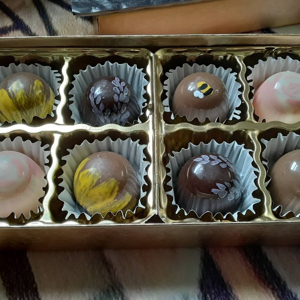Box of Spring Mother's Day Floral Assorted Artisan Chocolates, Floral ...