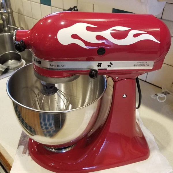 Flaming Fire Decal Vinyl Decal Sticker for Kitchen Mixer Fiery Home ...