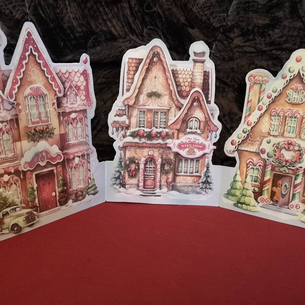 Gingerbread House Folding Card, Junk Journal Insert, Christmas, Kit, 3D ...