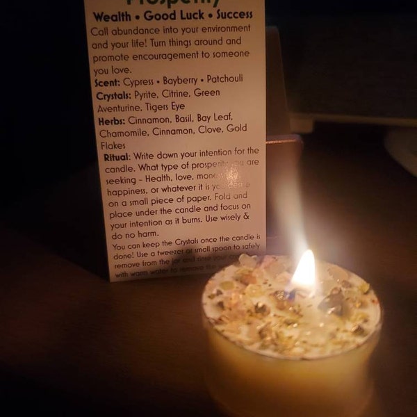 Prosperity Candles - Success Crystal & Herb Candle - Soy Aromatherapy ...