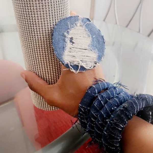 Denim Ring, Adjustable Distressed Jean Statement Ring - Etsy