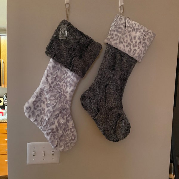 Silver Christmas Stocking, Silver Fawn Christmas Stocking, Personalized ...