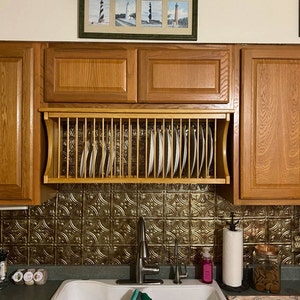 Under Cabinet Wood Plate Dish Rack Cabinet Shelf Kitchen Plates ...