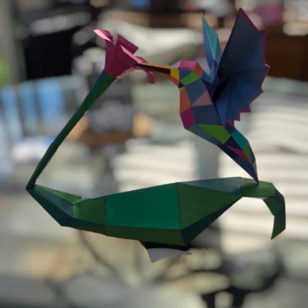 Papercraft 3D Hummingbird Template, SVG Template, Origami Paper Bird ...