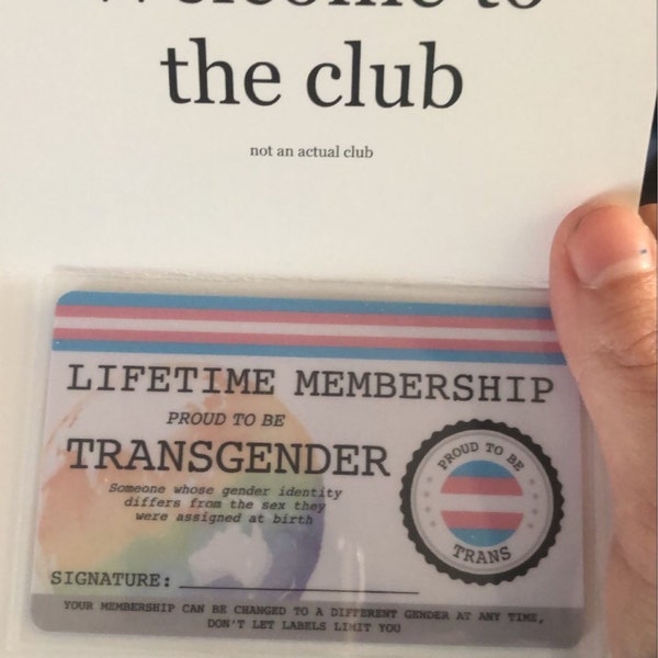 TRANSGENDER Lifetime Membership Card - Gay Pride Card - LGBT Identity ...