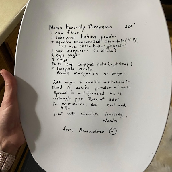 Custom Handwriting Recipe Platter, Christmas Gift, Handwritten Recipe ...