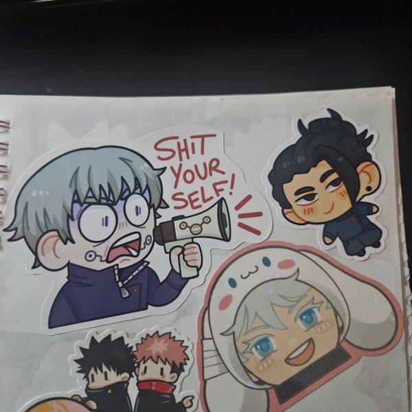 Shouting Sorcerer Chibi, Funny Anime, Glossy Vinyl Sticker for Laptop ...