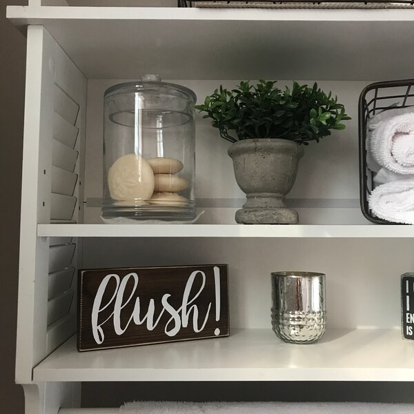 Flush! Bathroom Sign - Funny Gift - Home Decor - Wood Sign - Wooden ...