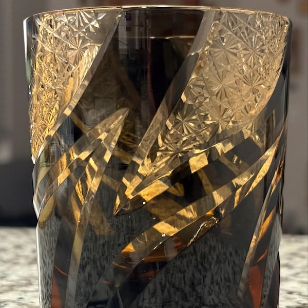 Hand Cut Black Edo Kiriko Crystal Whisky Glass, Bourbon Cocktail Glass ...
