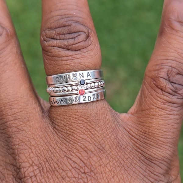 Class Ring Set, Gold Modern Class Rings, Personalized Graduation Gift ...