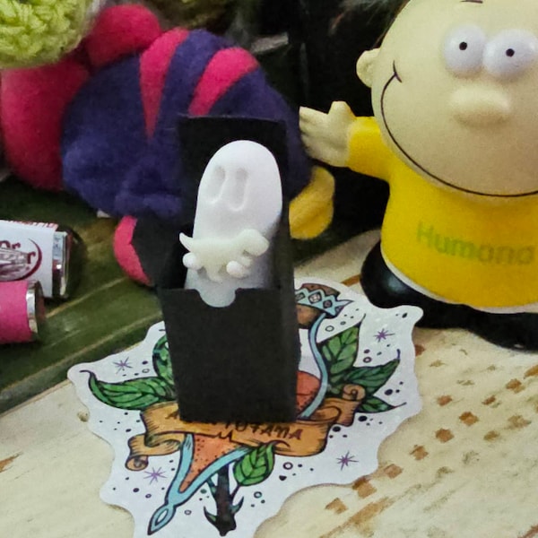 ADOPT A GHOST Polymer Clay Ghost Holding Tiny T-rex Handmade to Order ...