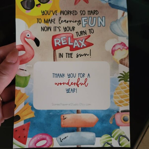 Printable Teacher Gift Card Holder, Teacher Appreciation, Personalized ...