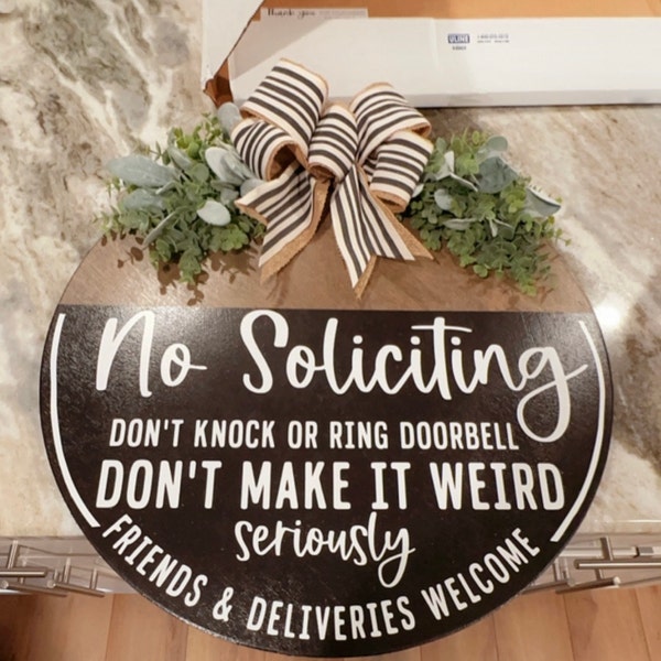 Front Door Decor | No Soliciting Sign | Year Round Wreath | Funny Front ...