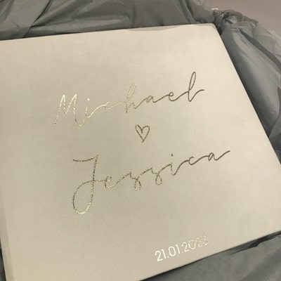 Wedding Guest Book Dark Gray With Matte Gold Lettering, Personalized ...