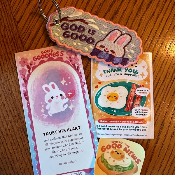 Embroidered Christian Keychains: Cute Kawaii Blessing Tags - Etsy