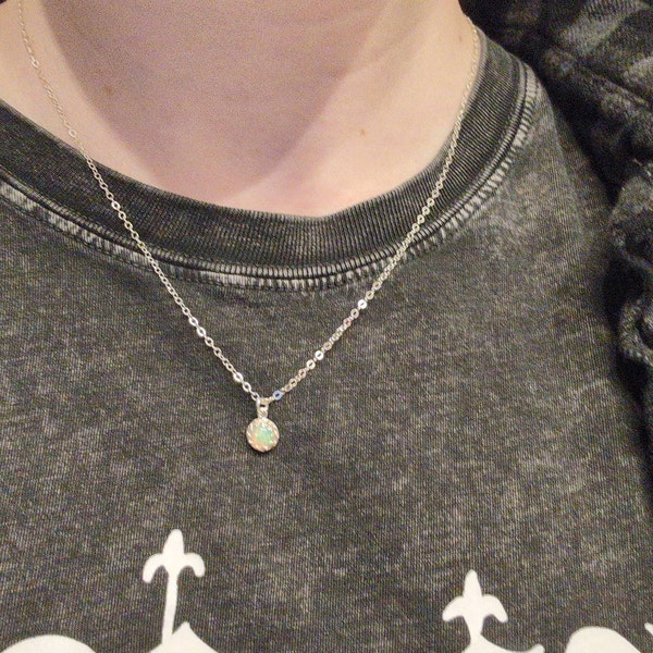 DAINTY Genuine Welo Opal Pendant,small 6mm Ethiopian Opal Necklace,rose ...