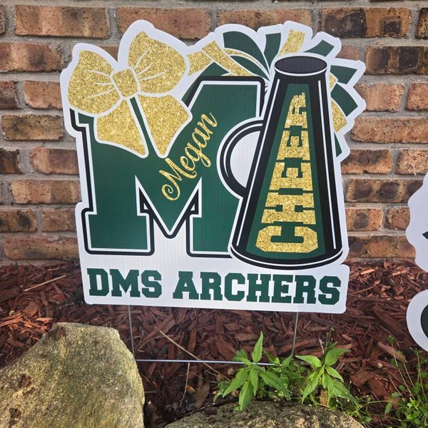 Personalized Cheer Squad Sign, Customize Name & Initial, School Colors ...
